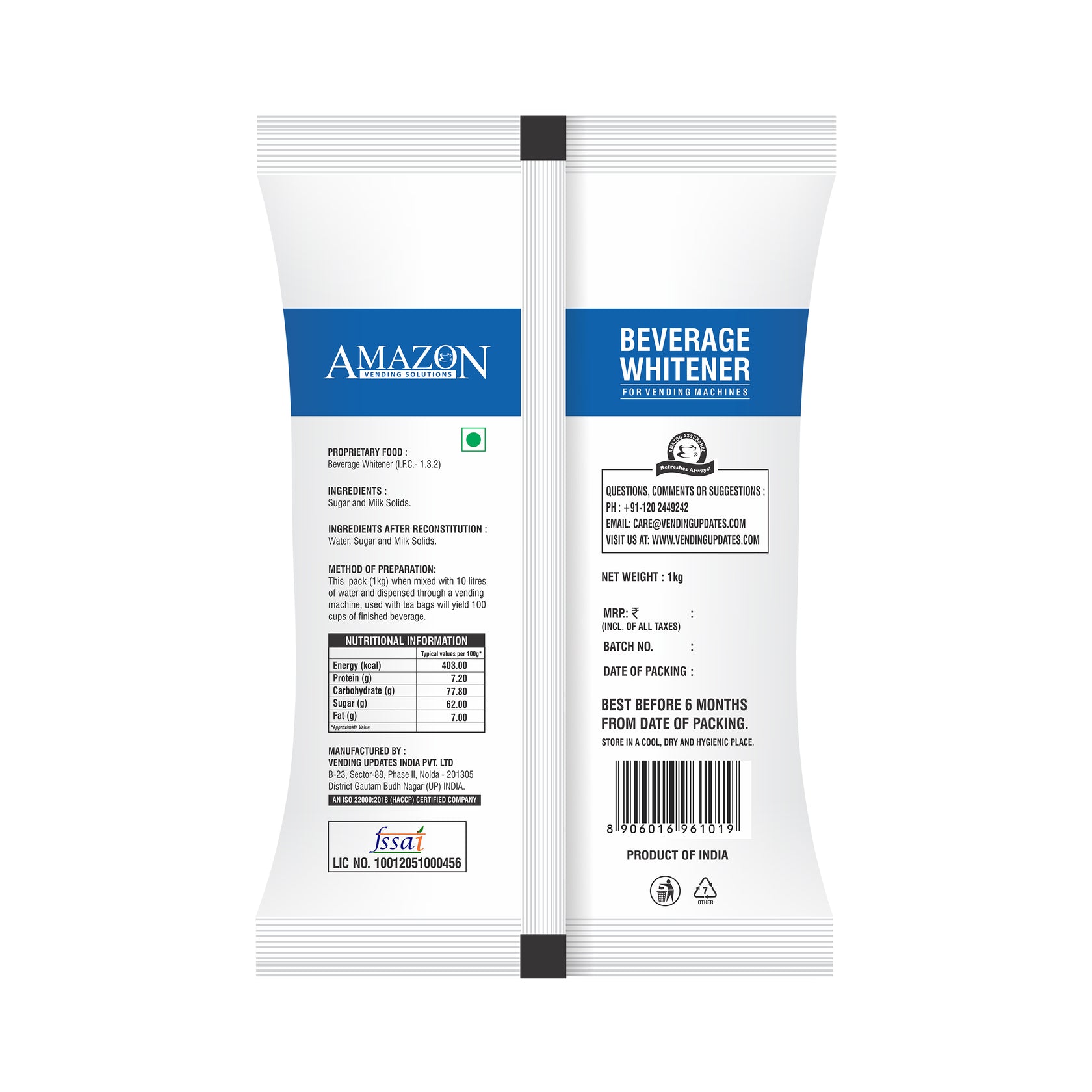 AMAZON Dairy Mix Beverage Whitener - 1kg Pack (Perfect for Tea & Coffee ...