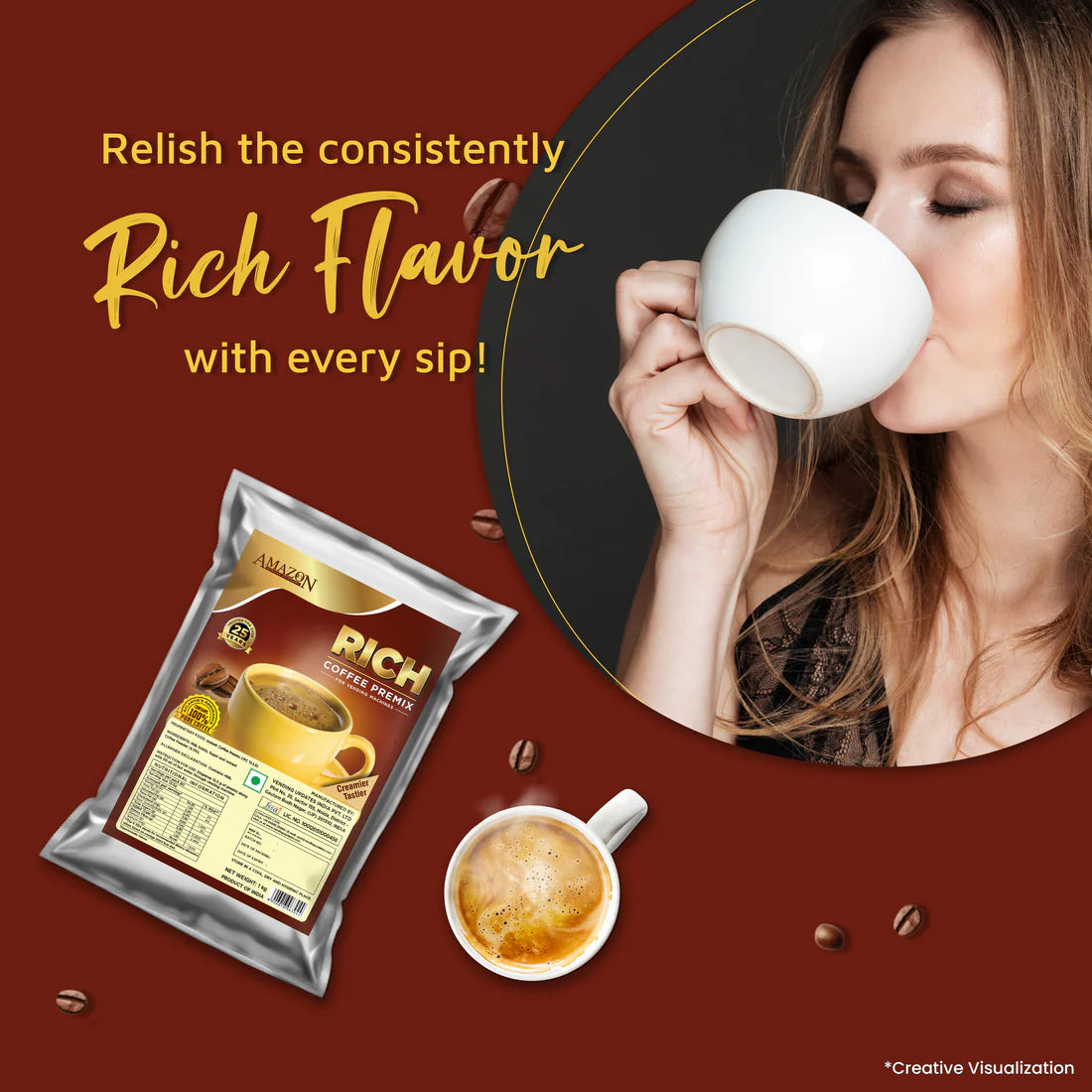 AMAZON Rich 3-in-1 Coffee Premix 1kg | Vending Machine Ready
