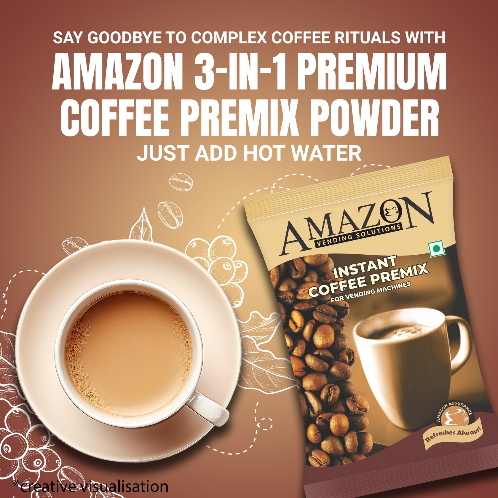 AMAZON Premium 3-in-1 Coffee Premix | Instant Vending Solution